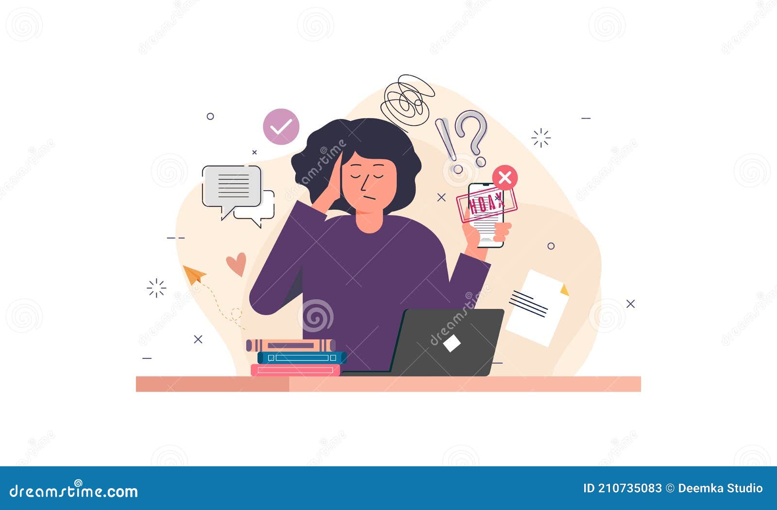 Information Overload and Multitasking Problems Concept Illustration ...