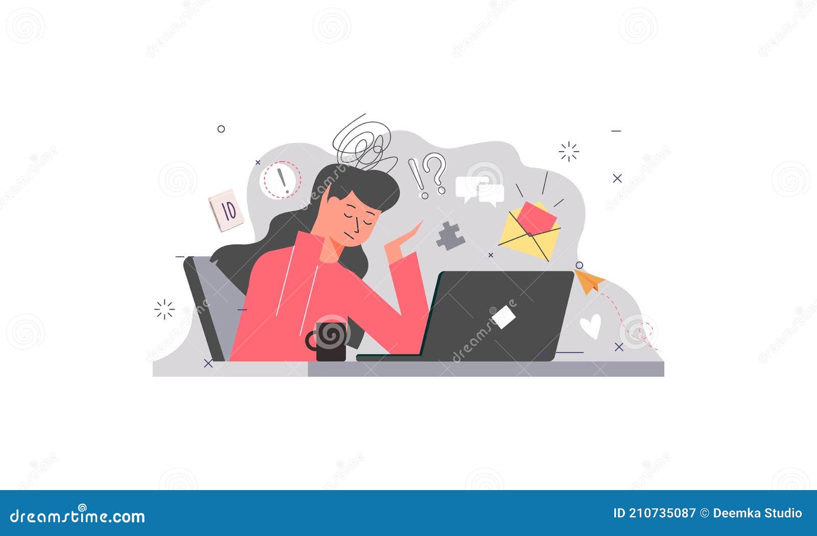 Information Overload and Multitasking Problems Concept Illustration ...