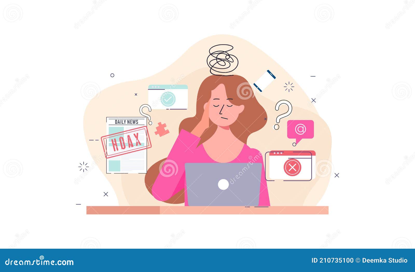 Information Overload and Multitasking Problems Concept Illustration ...