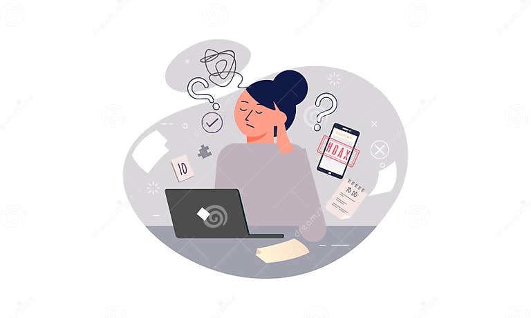 Information Overload and Multitasking Problems Concept Illustration ...