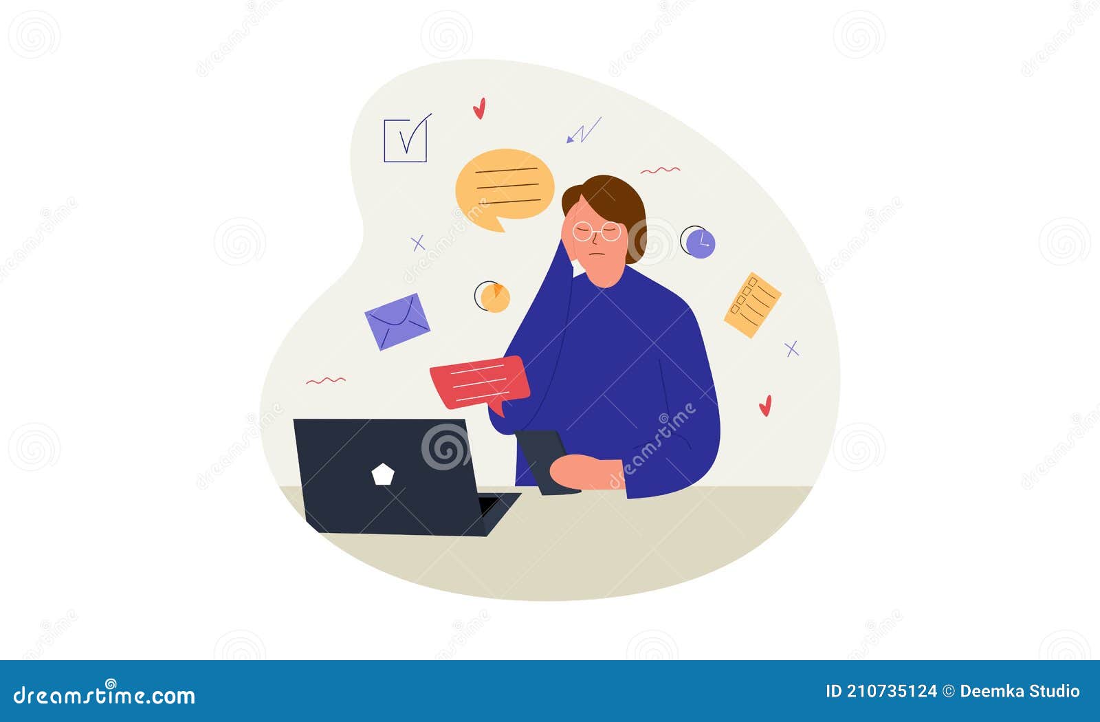 Information Overload and Multitasking Problems Concept Illustration ...