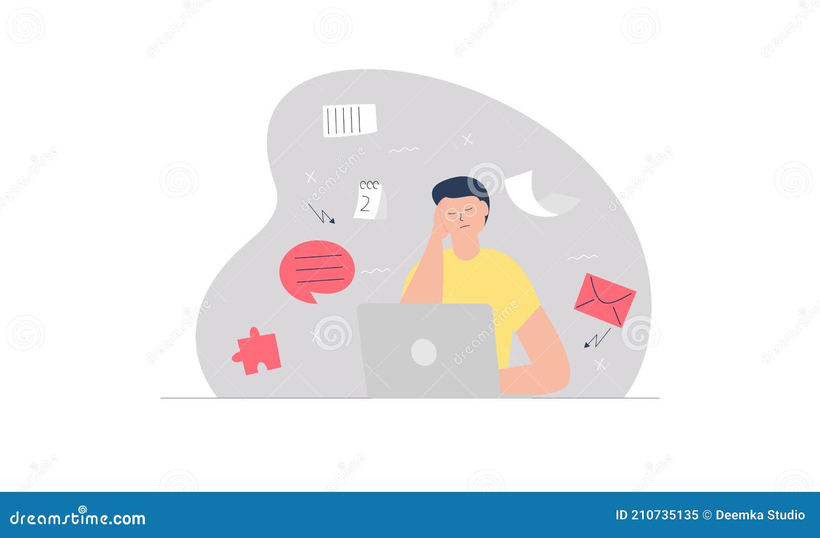 Information Overload and Multitasking Problems Concept Illustration ...