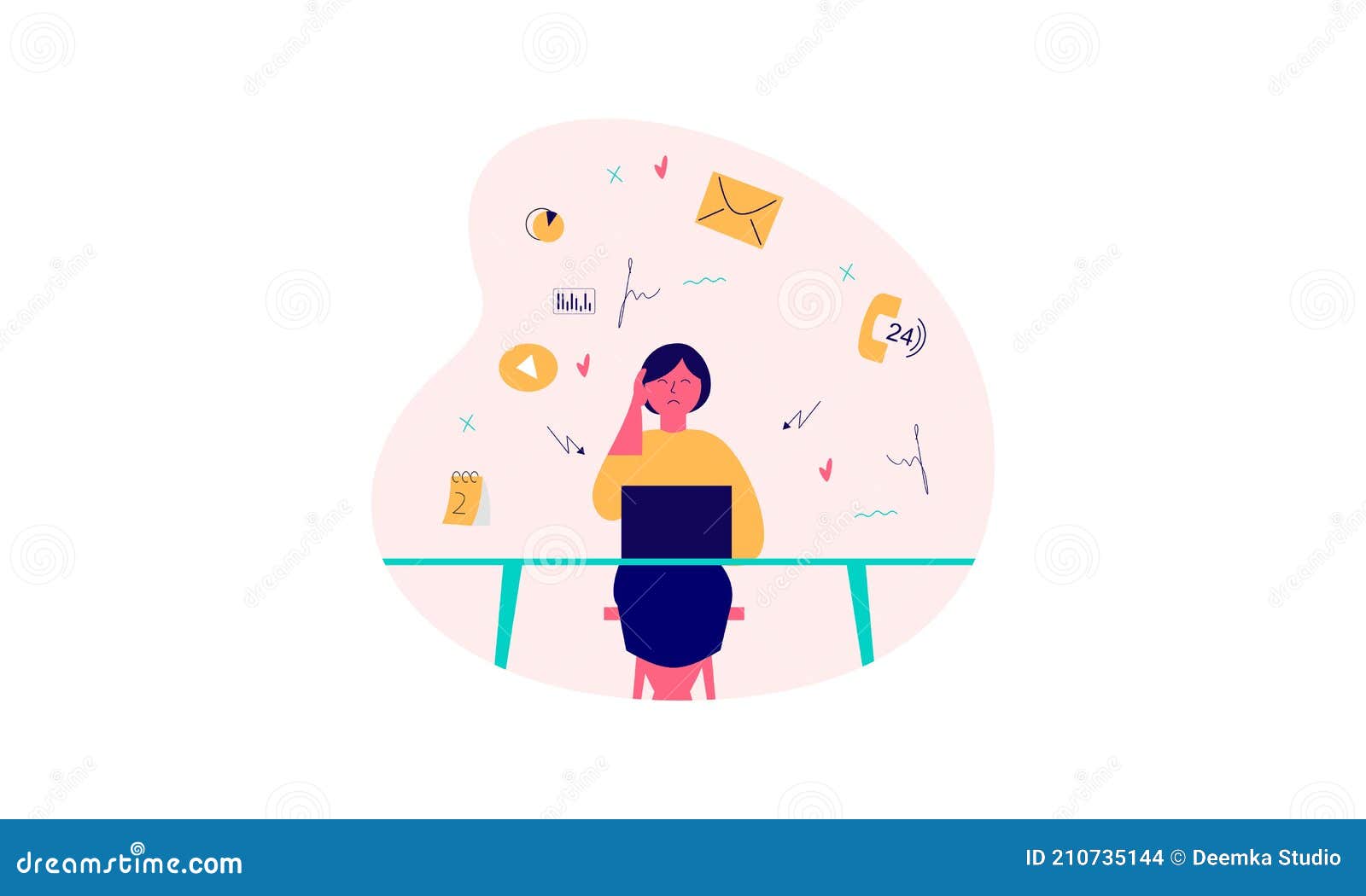 Information Overload and Multitasking Problems Concept Illustration ...