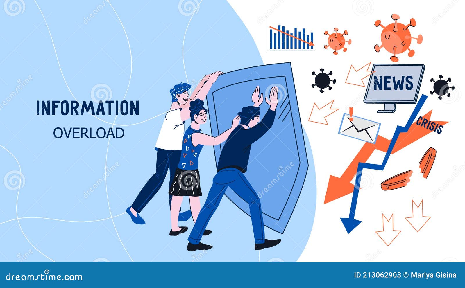 Information Overload Web Banner Flat Vector Illustration Stock Vector ...