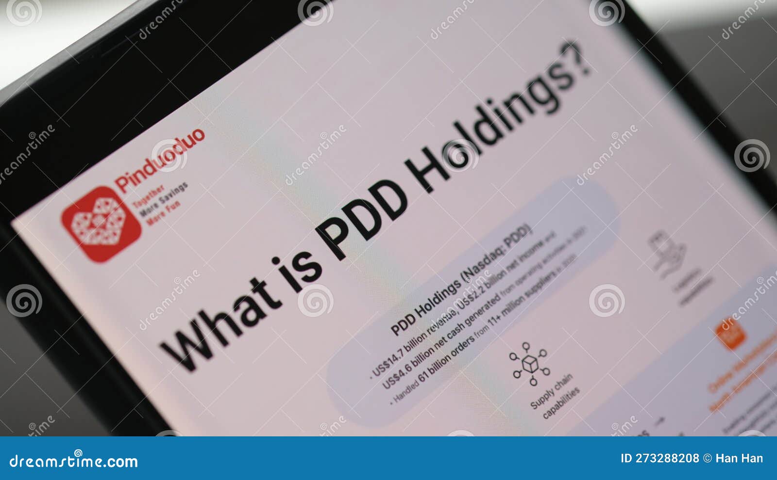 Information about Pin Duo Duo on Smartphone Editorial Stock Photo ...