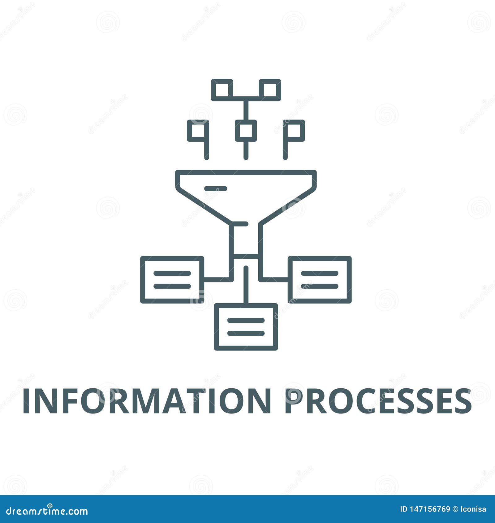Information Processes Vector Line Icon, Linear Concept, Outline Sign ...