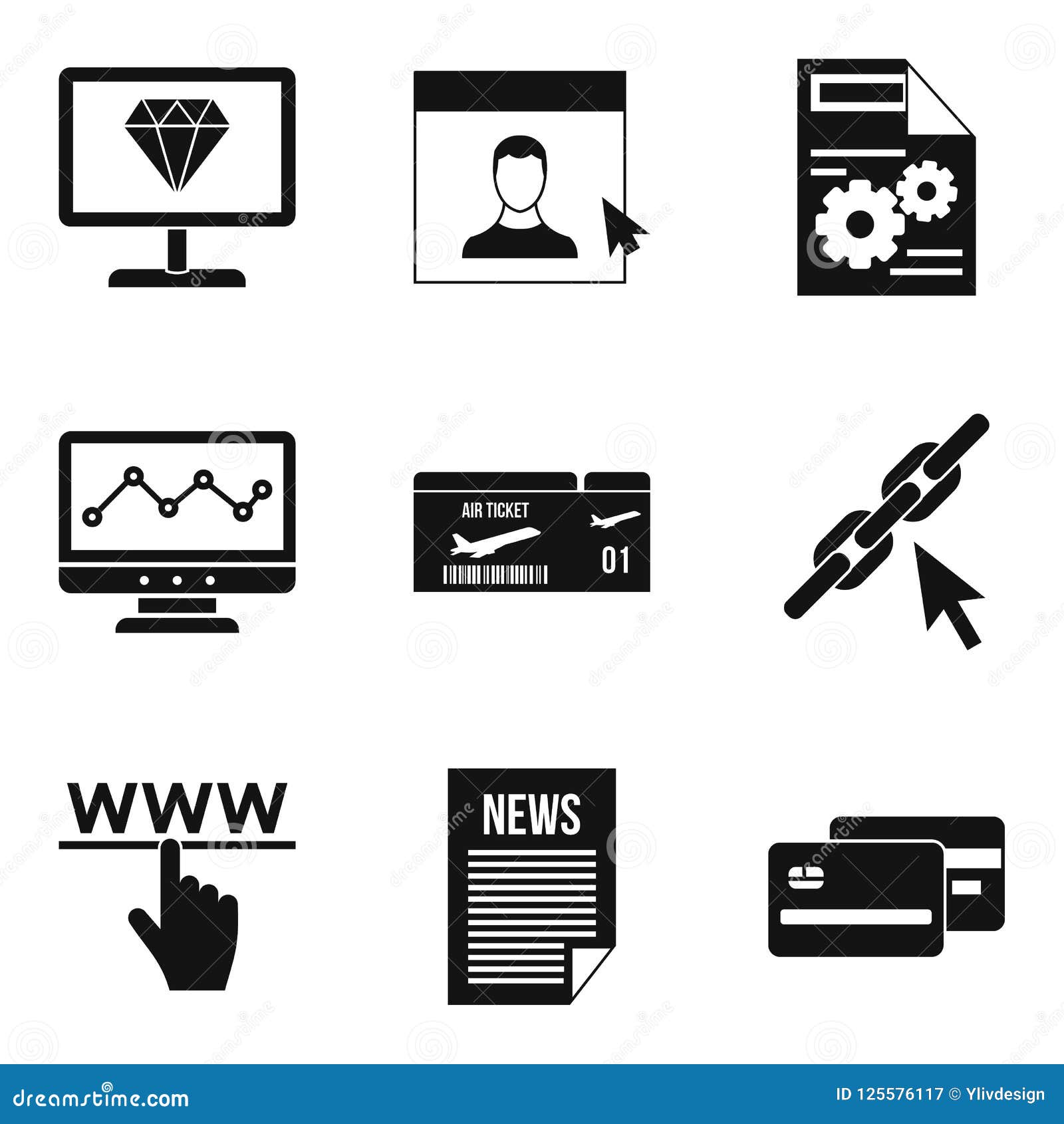 Information Processing Icons Set, Simple Style Stock Illustration ...