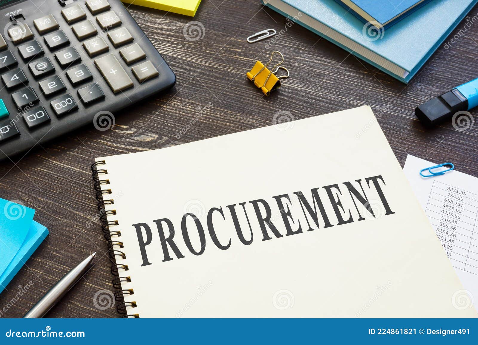 Information about Procurement Process in the Book on the Desk. Stock ...