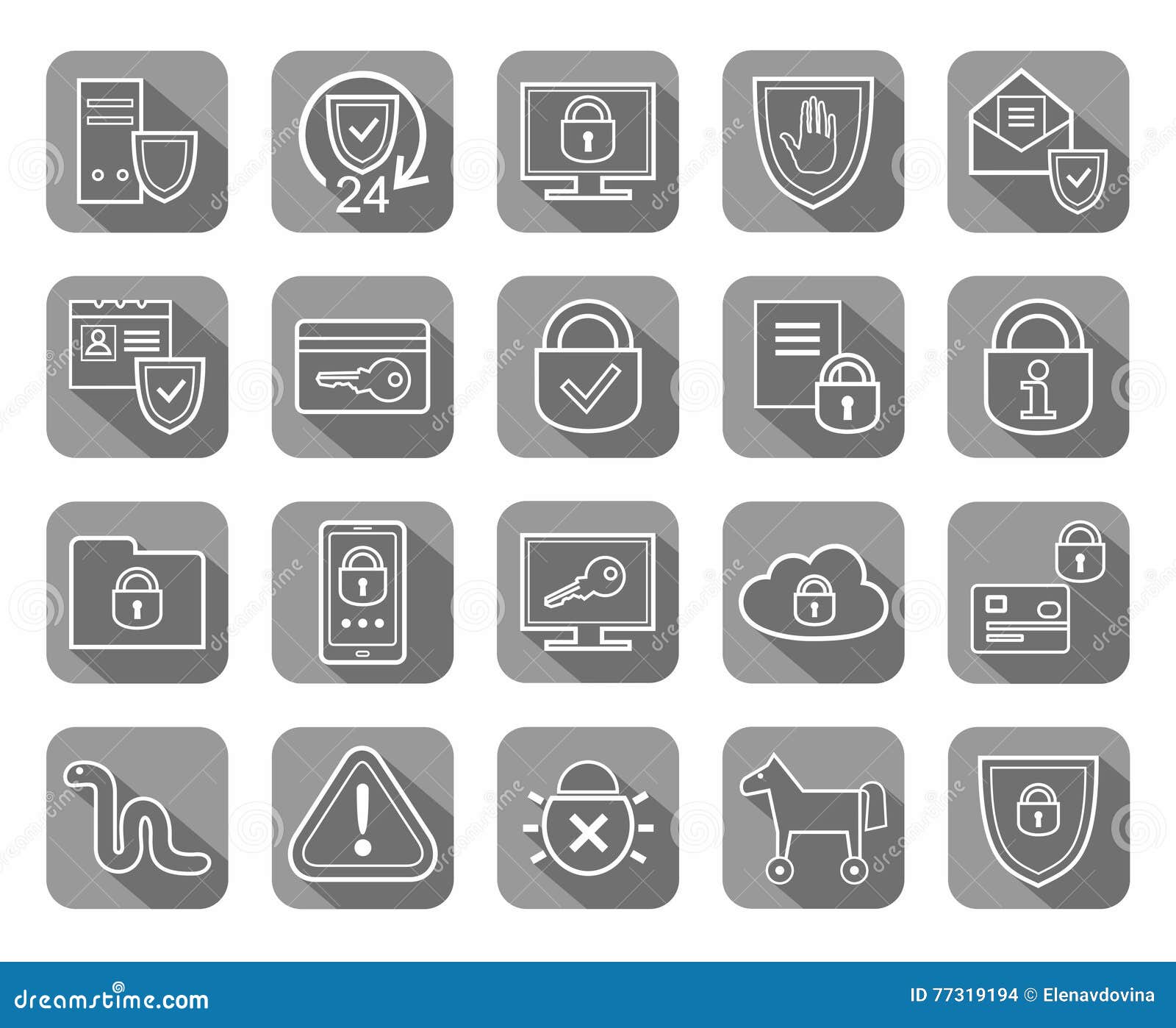 Information Protection, Contour Icons, Gray. Stock Vector ...