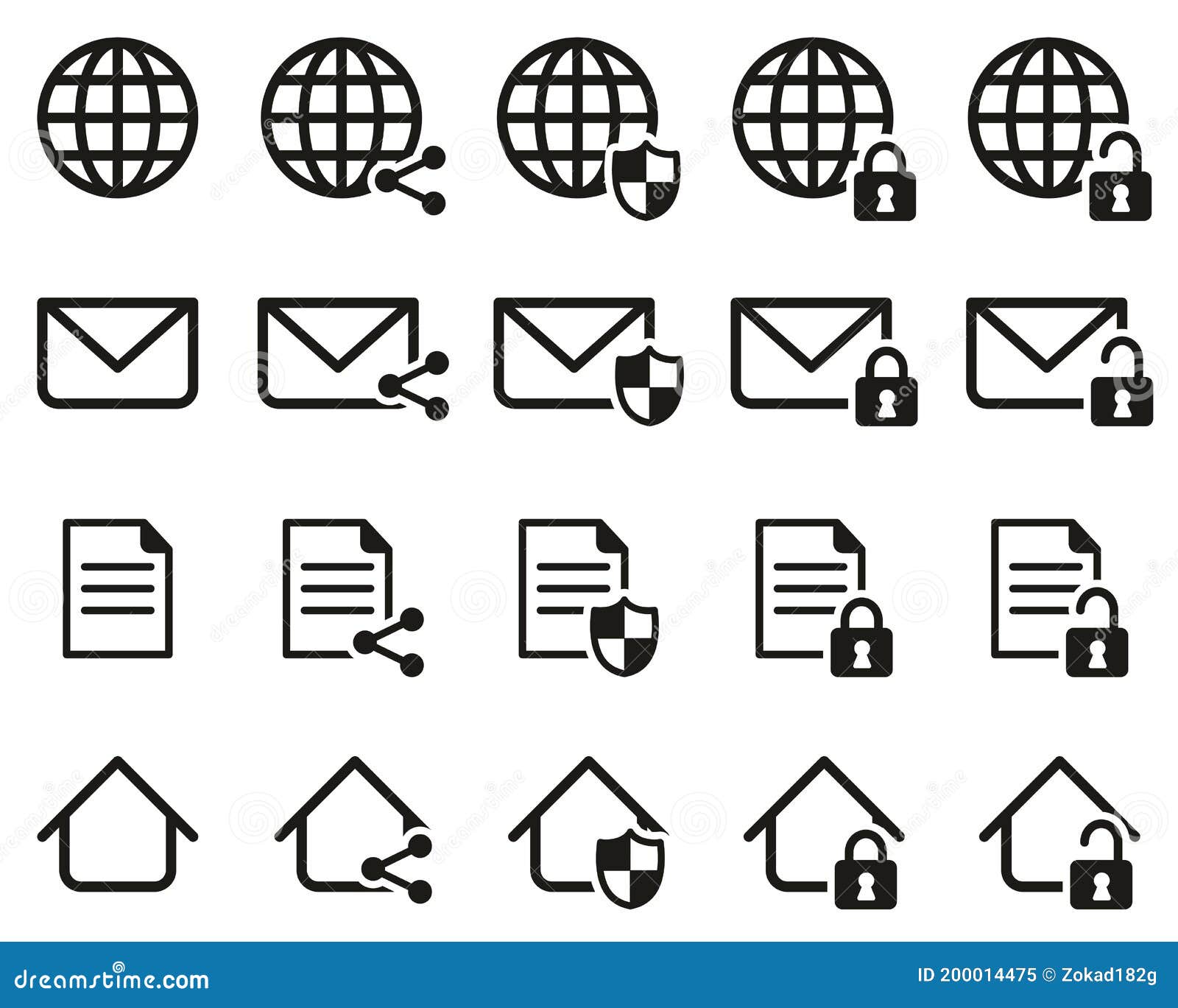 Information Protection & Information Security Icons Black & White Set ...