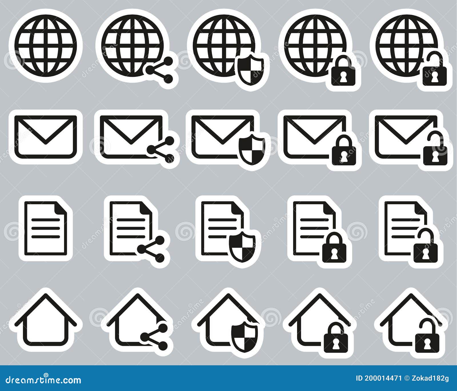Information Protection & Information Security Icons Black & White ...