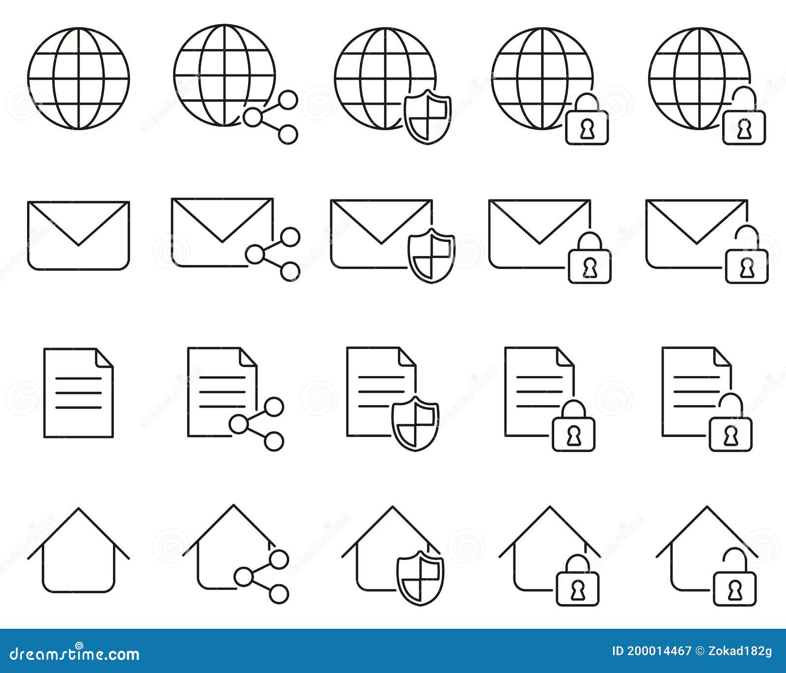 Information Protection & Information Security Icons Black & White Thin ...
