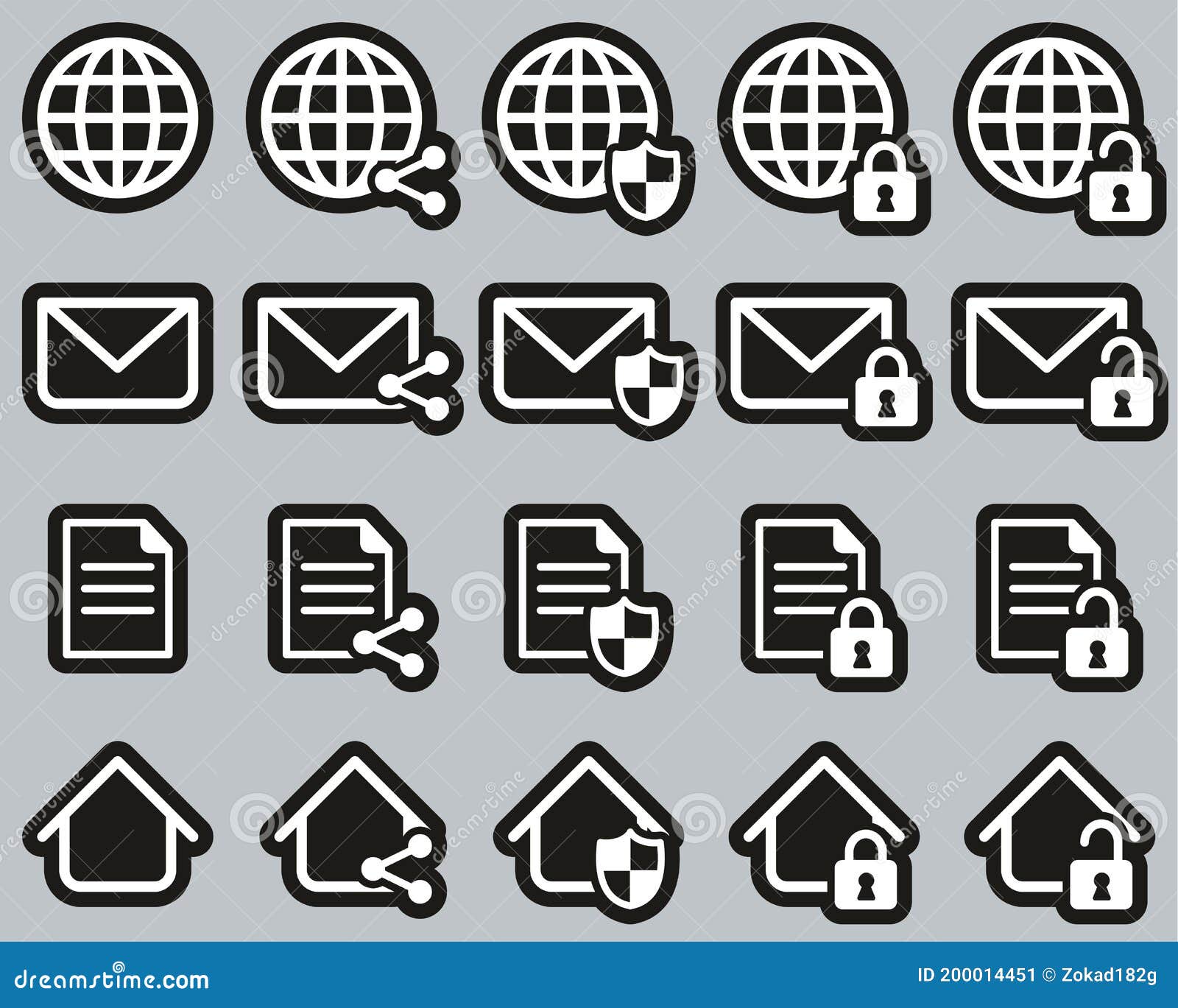 Information Protection & Information Security Icons White on Black ...