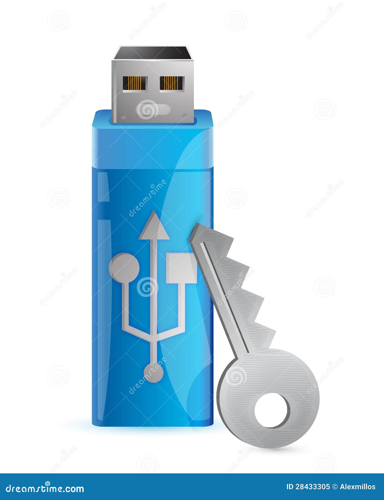 Information Protection. Usb Flash Memory and Key Stock Illustration ...