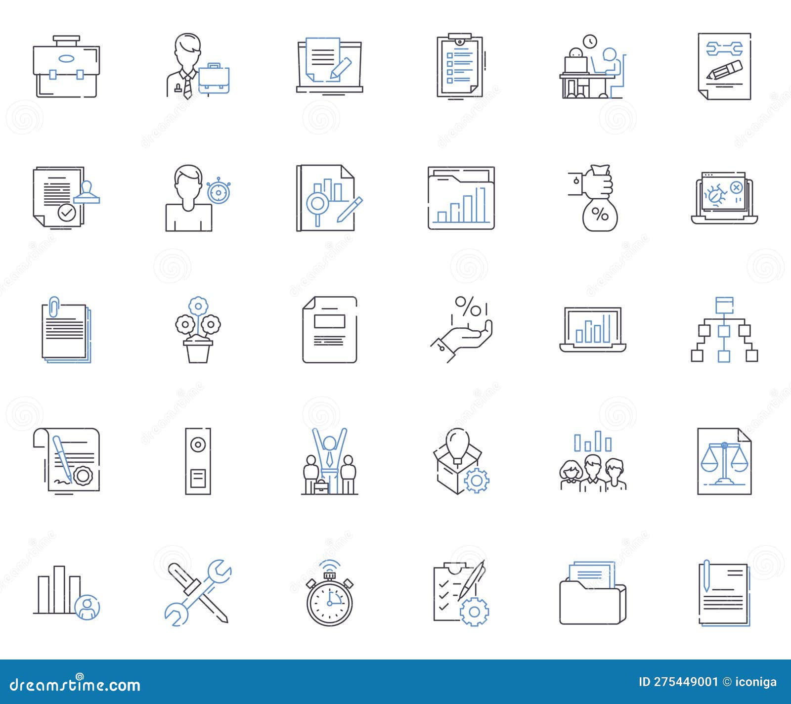 Information Retrieval Line Icons Collection Query Indexing Ranking Search Retrieval