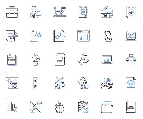 Information Retrieval Line Icons Collection Query Indexing Ranking