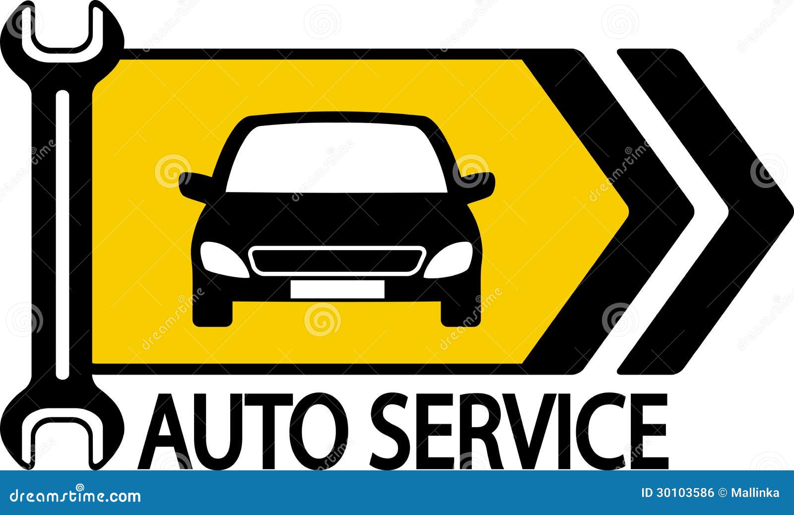 Sign with Car, Wrench and Arrow Stock Vector - Illustration of highway ...