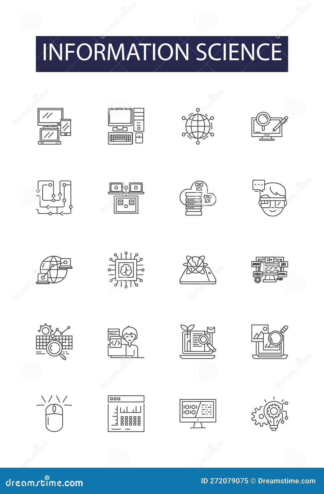 Information Science Line Vector Icons and Signs. Science, Data ...