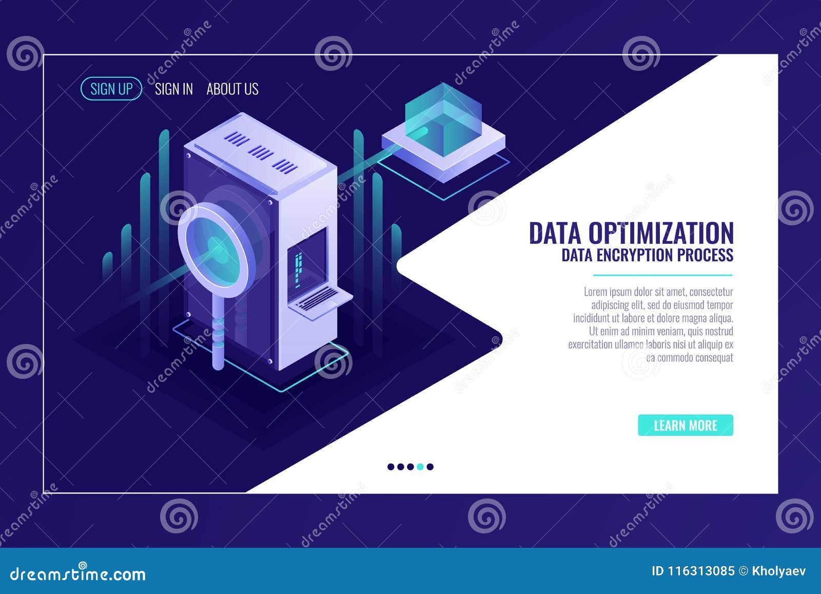 Information Search Data Optimization Concept, Server Room, Magnifying ...
