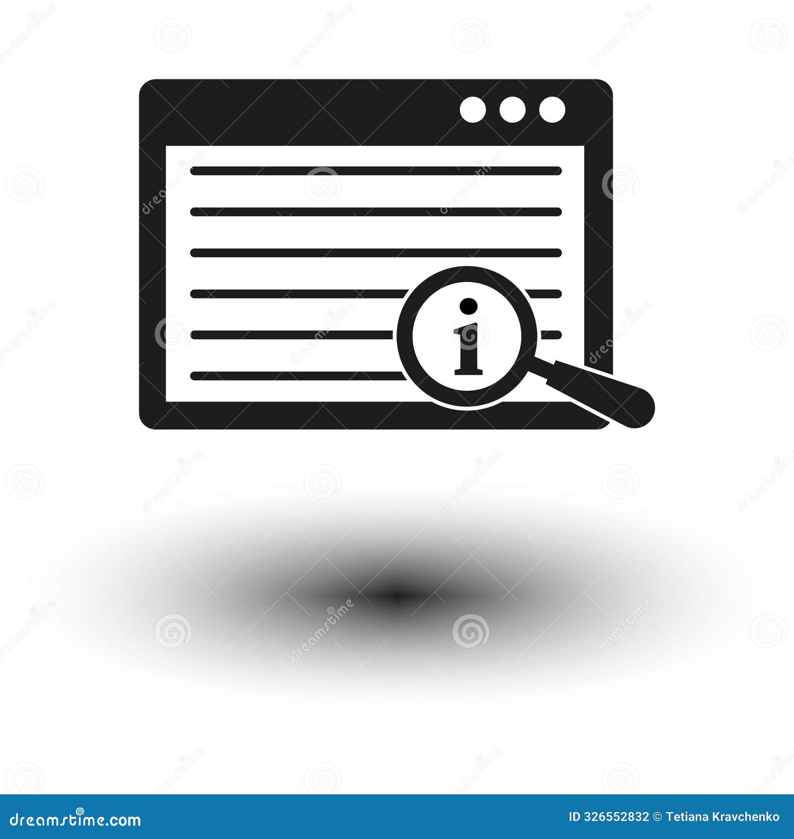 Information Search Icon. Black Window. Magnifying Glass. Vector ...