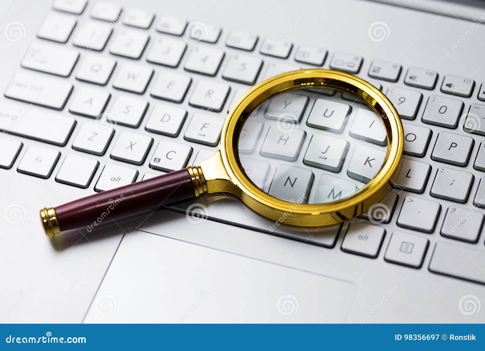 Information Search on Internet Concept. Magnifying Glass on the Stock ...