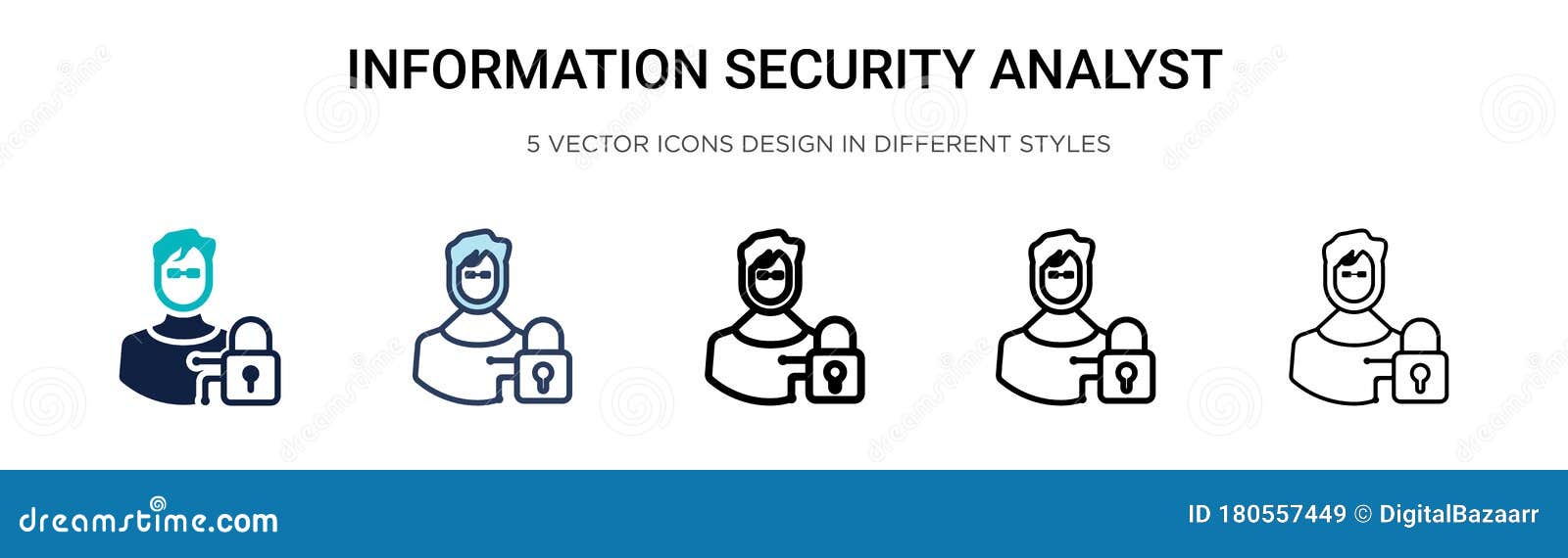 Information Security Analyst Icon in Filled, Thin Line, Outline and ...