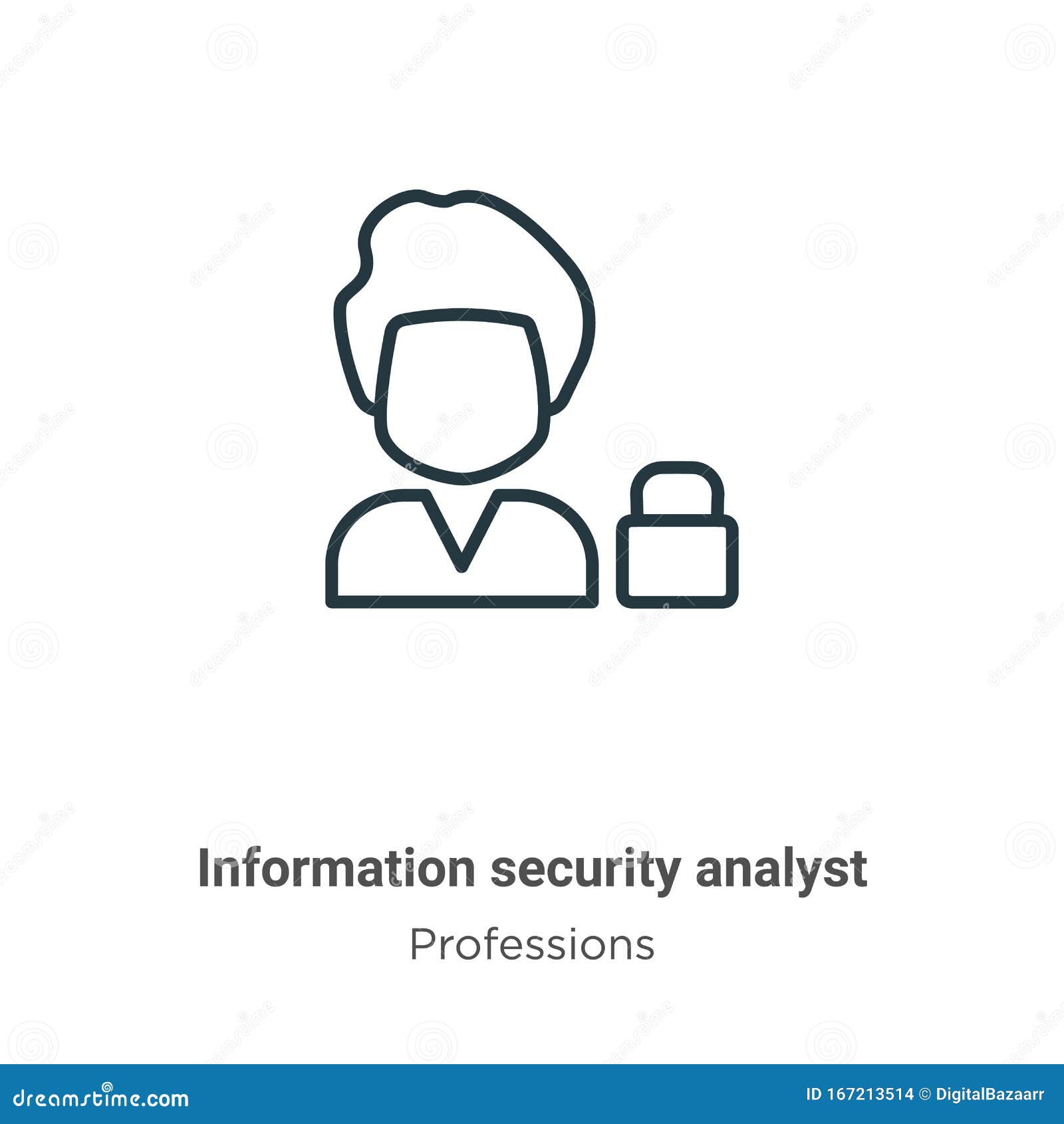 Information Security Analyst Outline Vector Icon. Thin Line Black ...