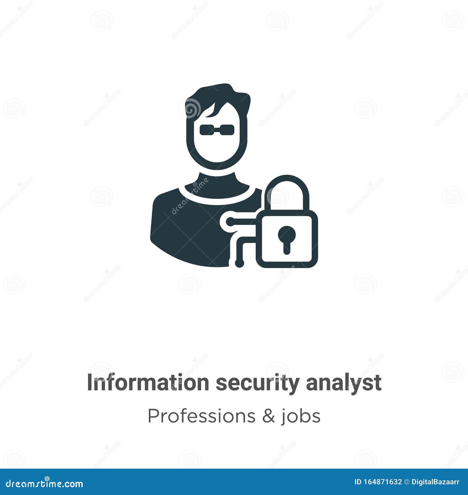 Information Security Analyst Vector Icon on White Background. Flat ...