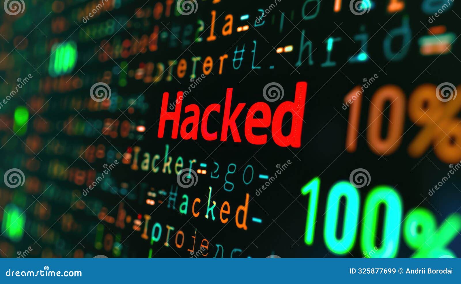 Information Security Compromise: Hacked Binary Warning. Stock ...