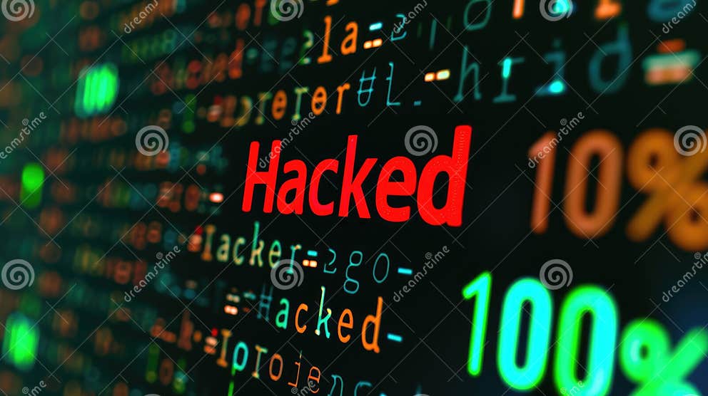Information Security Compromise: Hacked Binary Warning. Stock ...