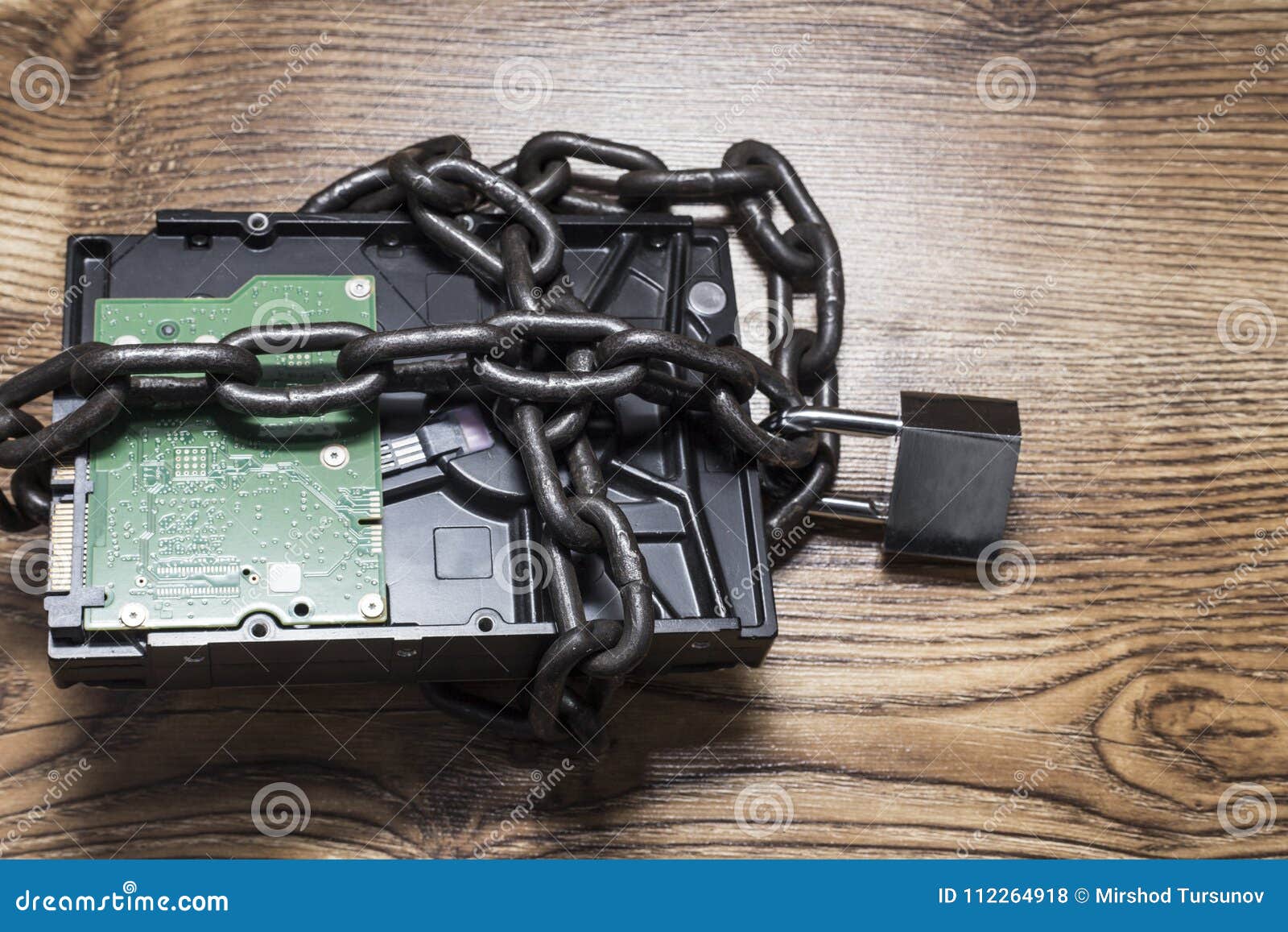 Information Security Concept, Hard Disk with Chain and Padlock. Stock ...