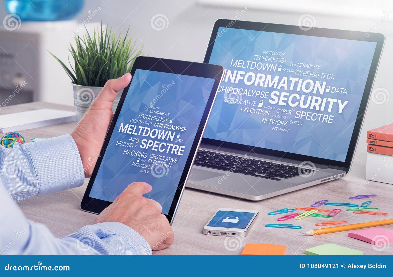 Information Security Concept on Digital Tablet Pc in Male Hands and ...