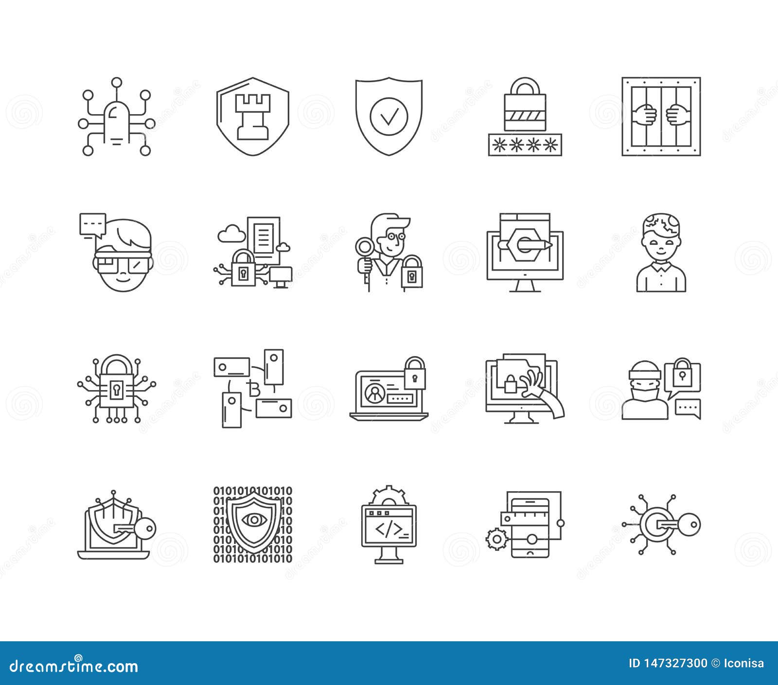 Information Security Line Icons, Signs, Vector Set, Outline ...