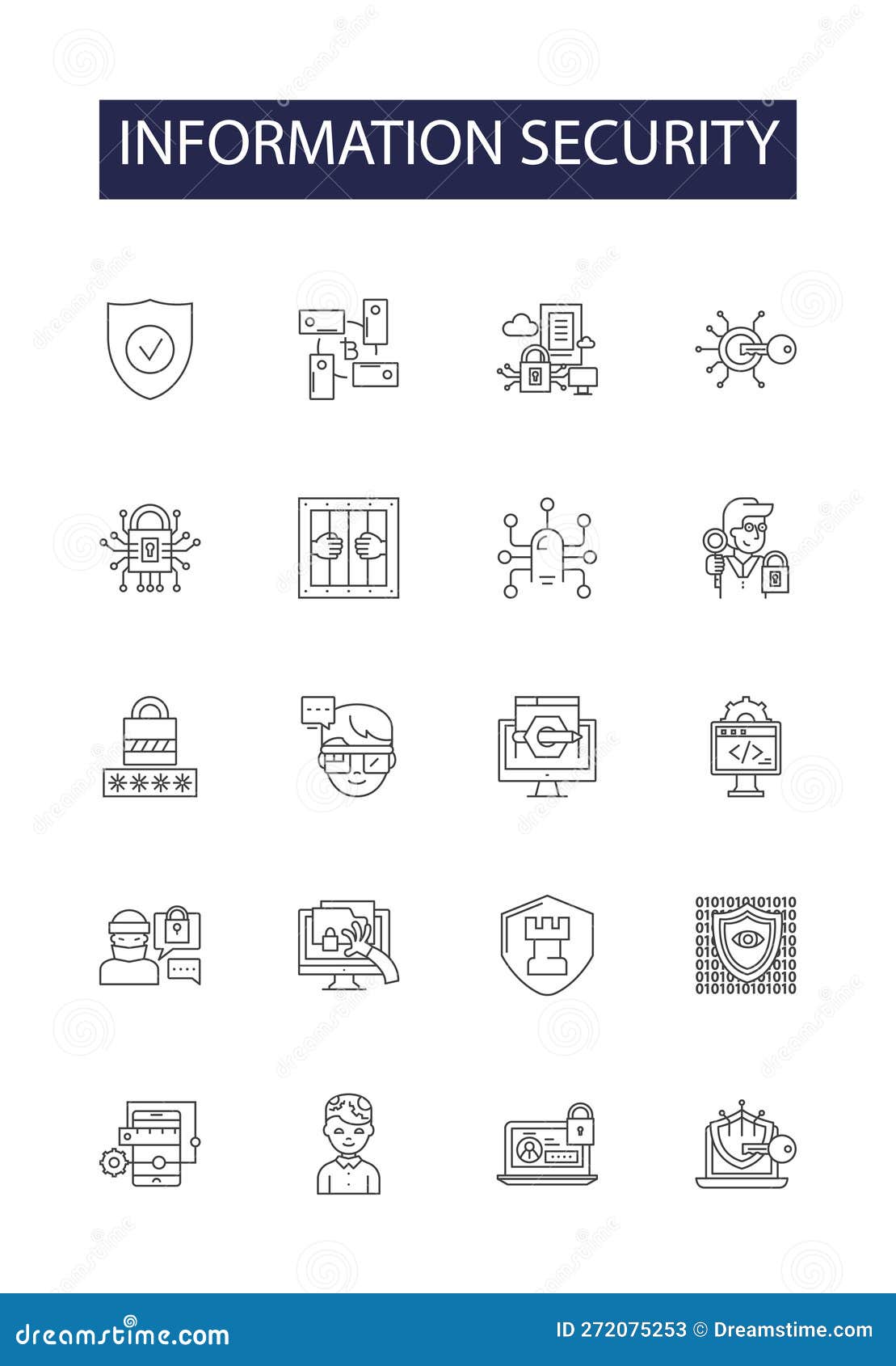 Information Security Line Vector Icons and Signs. Security, Protection ...