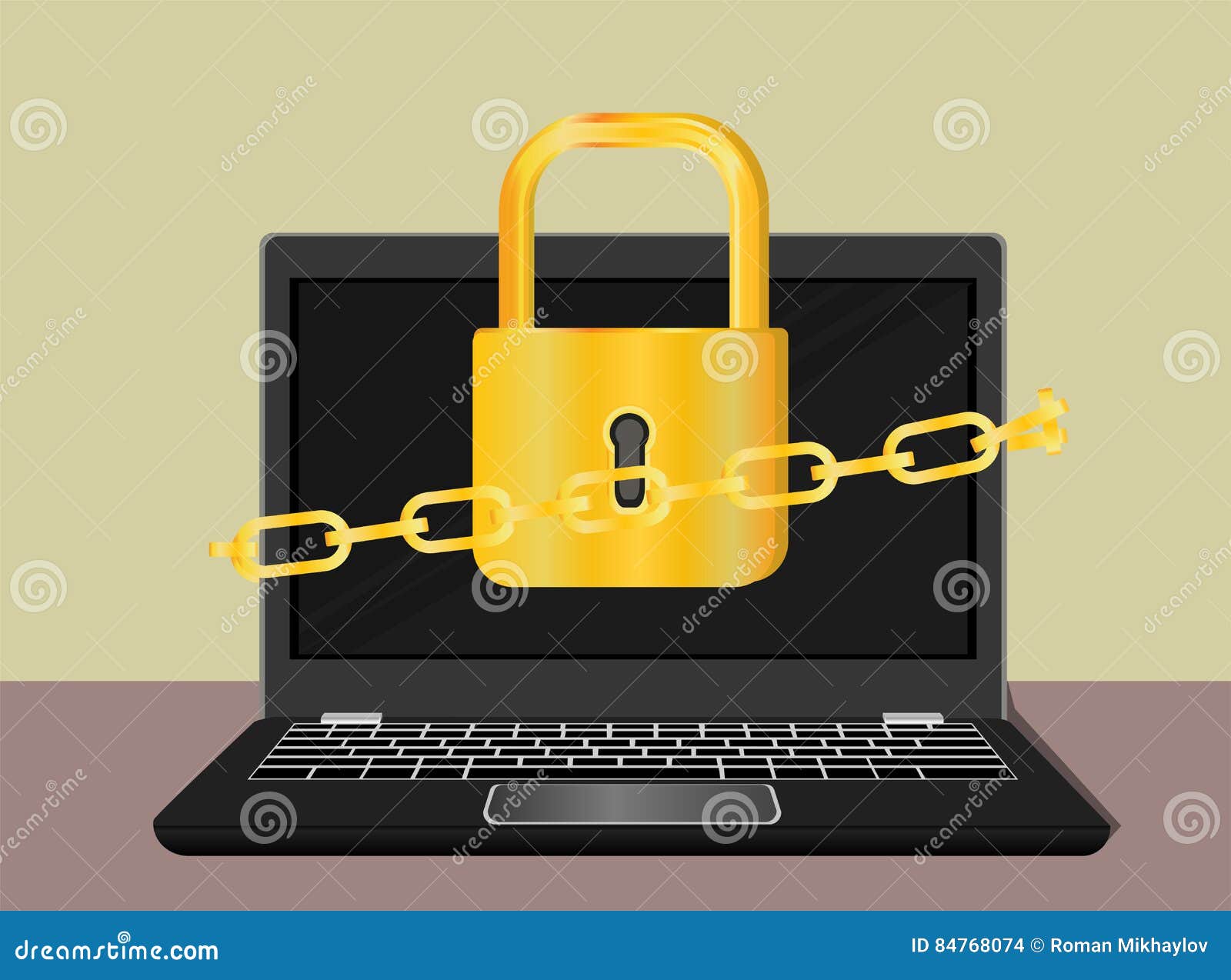 Information Security Lock and Computer Stock Vector - Illustration of ...
