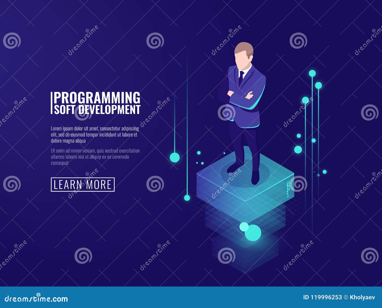 Information Security, a Man in a Business Suit, a Stream of Data Stock ...