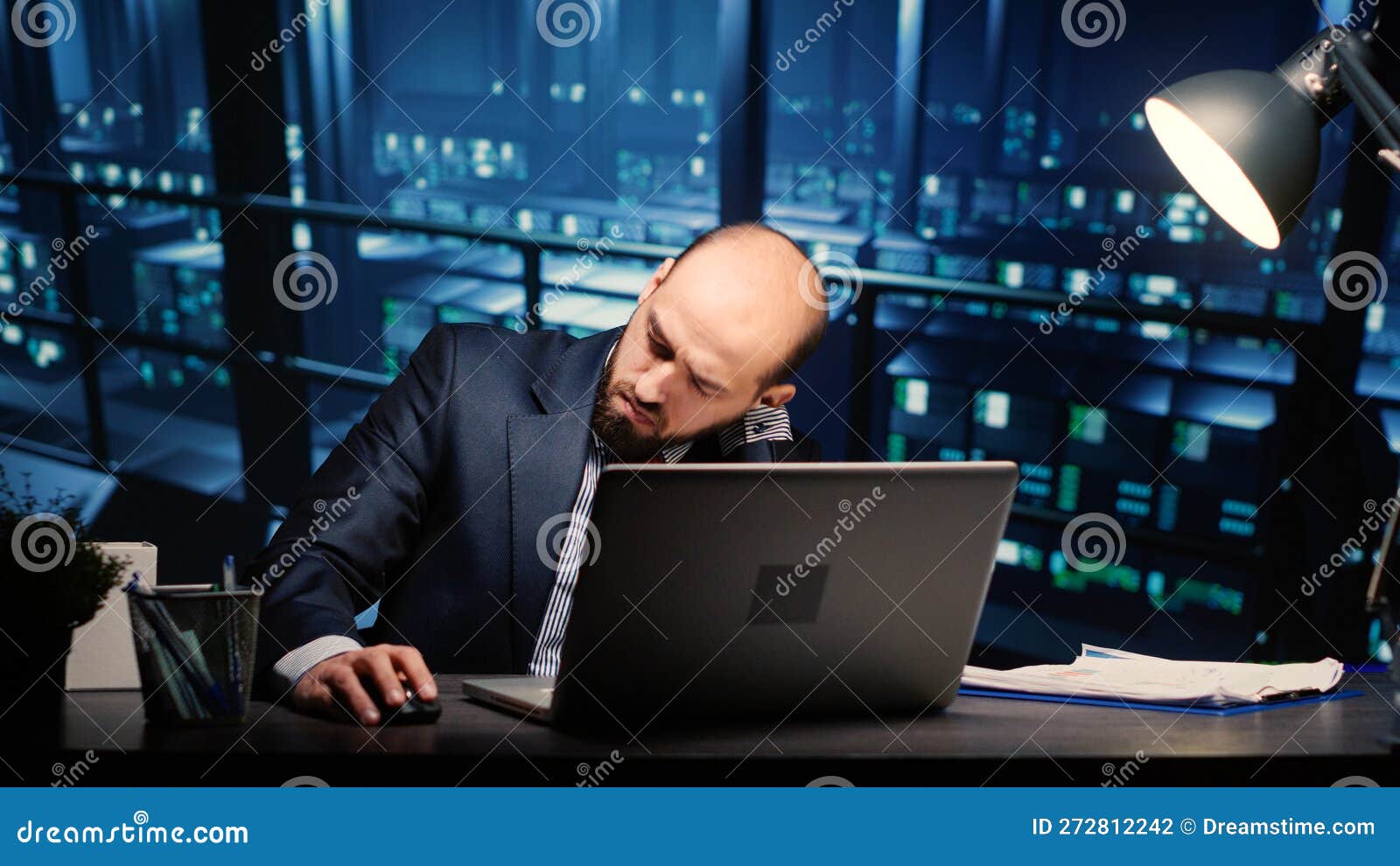 Information Security Officer Finishing Digitalization Work Stock Photo ...