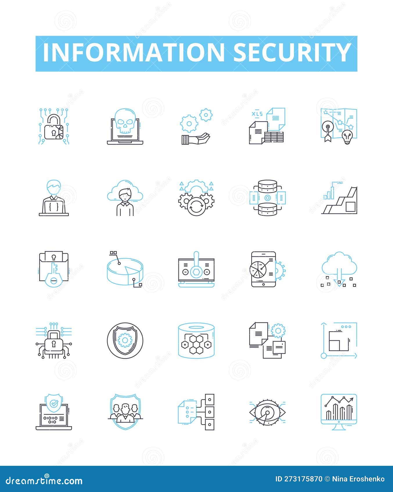 Information Security Vector Line Icons Set. Data, Privacy, Encryption ...