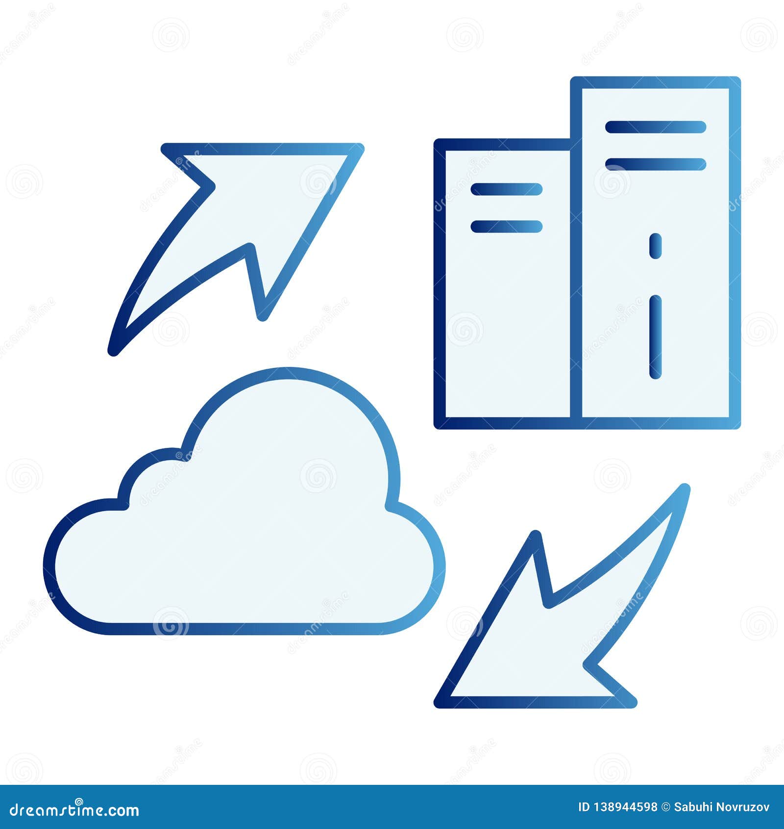 Information Sharing Flat Icon. Server and Cloud Blue Icons in Trendy ...