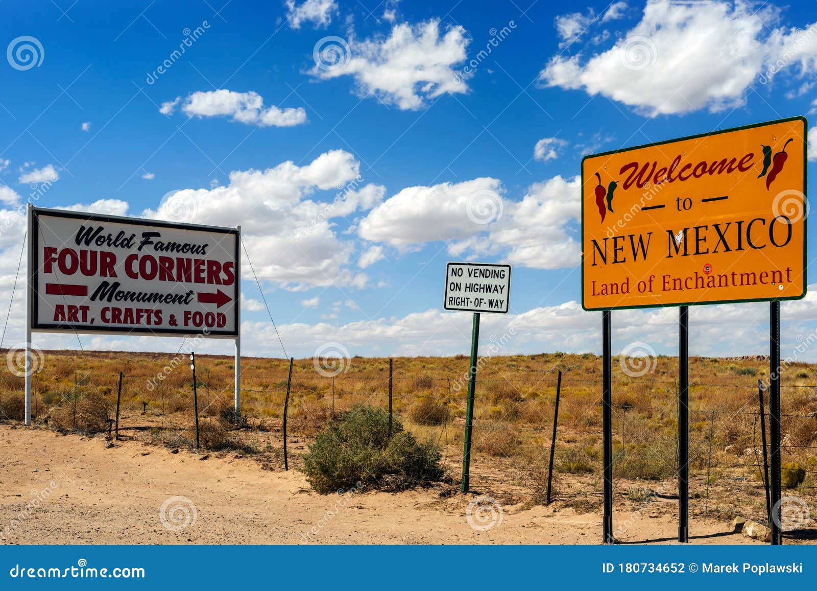 Information Signs by the Road at Four Corners, USA Stock Photo - Image ...