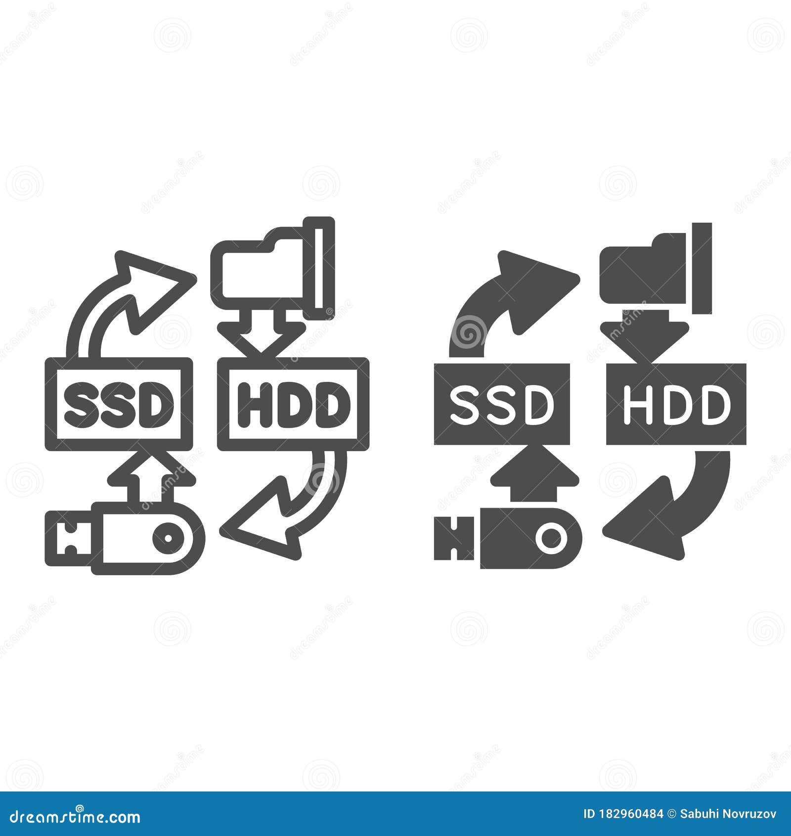 Information and Ssd Hdd Data Storages Line and Solid Icon, Smart Home ...