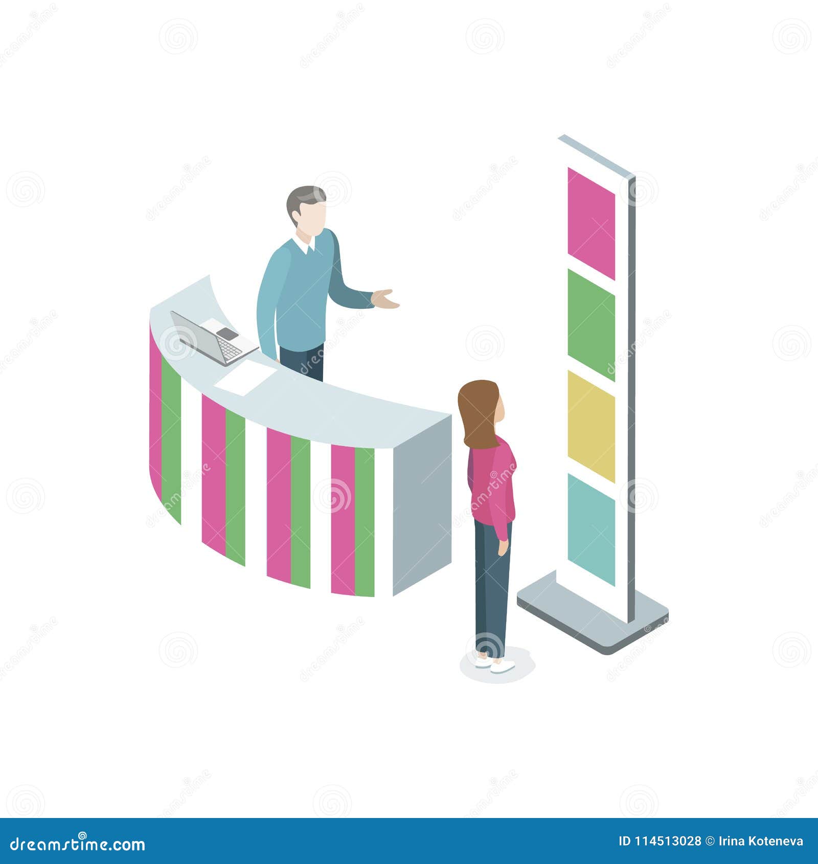 Information Stand with Manager Isometric Element Stock Vector ...