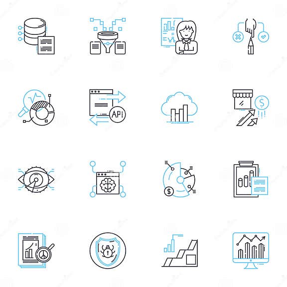 Information Storage Linear Icons Set. Archive, Backup, Binary, Cloud ...