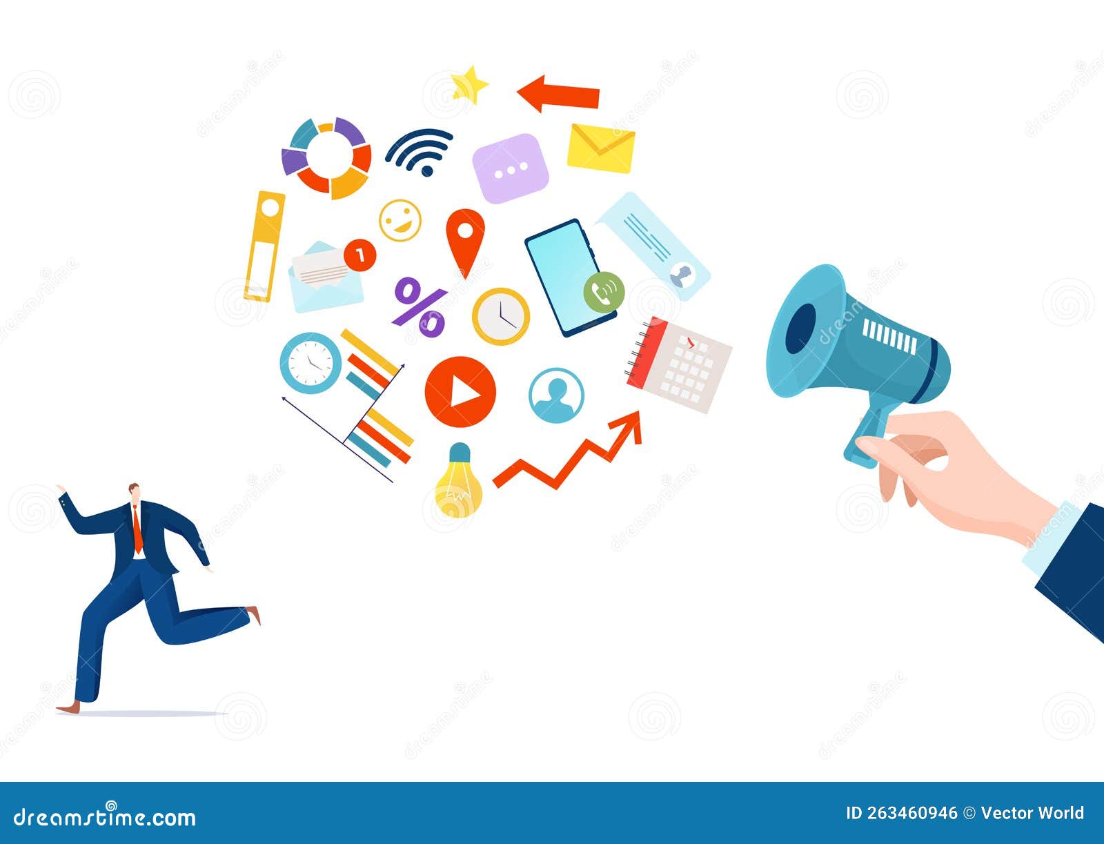 Information Stress Concept, Vector Illustration, Flat Tiny Man ...