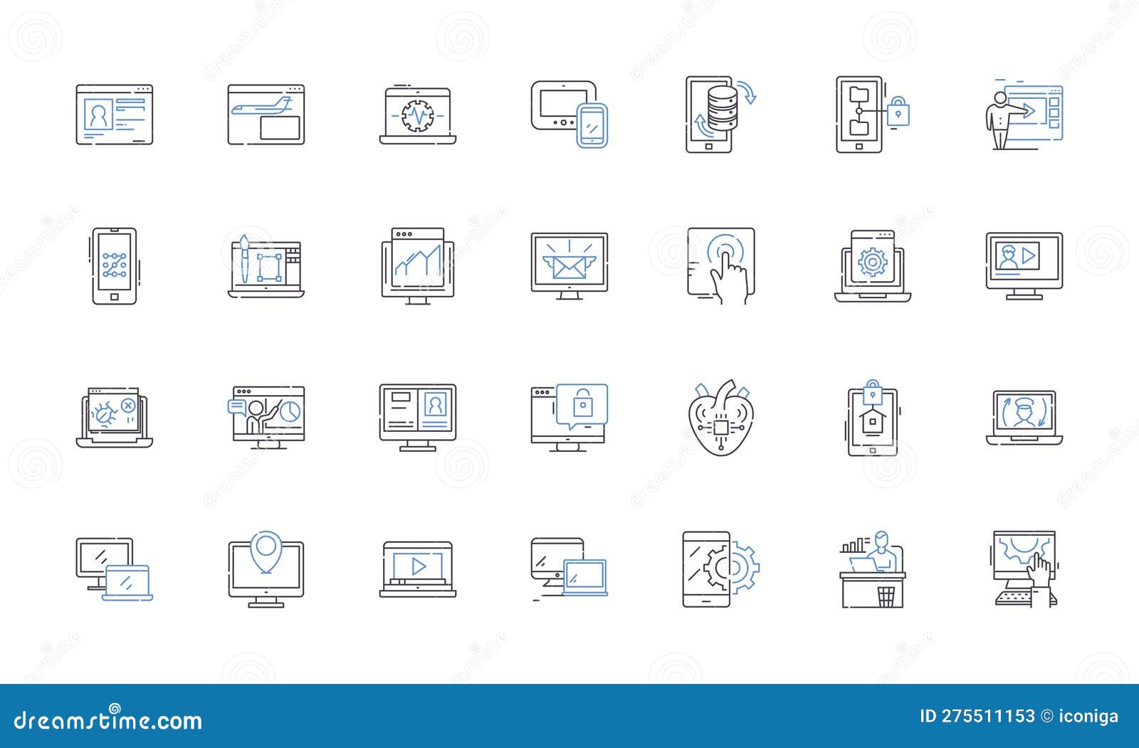 Information Superhighway Line Icons Collection. Connectivity, Internet ...