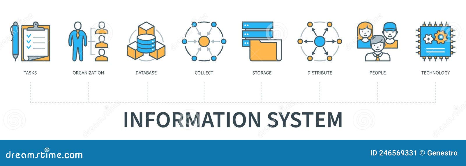 Information System Infographics in Minimal Flat Line Style Stock ...