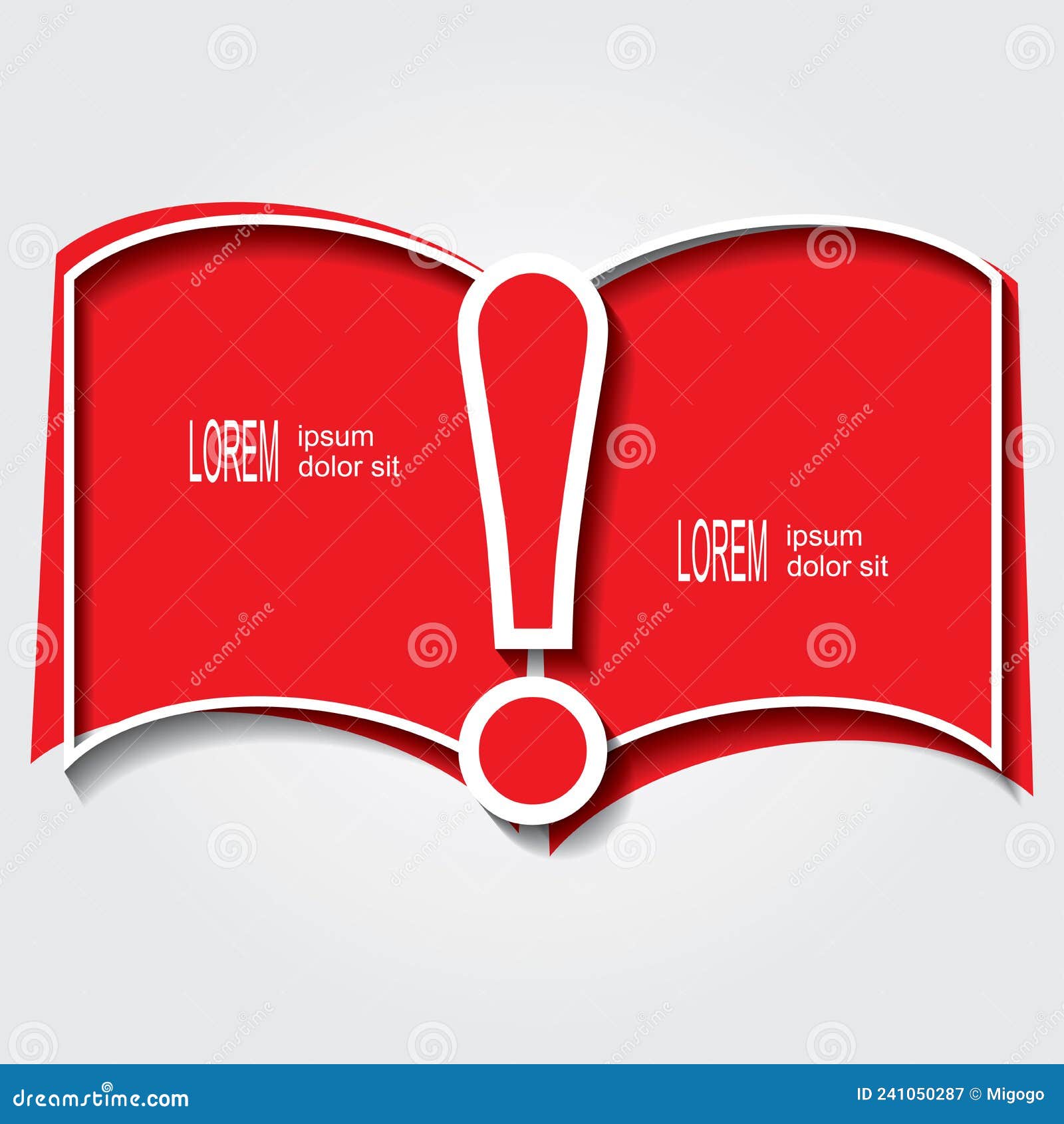 Information Table. Exclamation Mark on a Book with Red Pages Stock ...