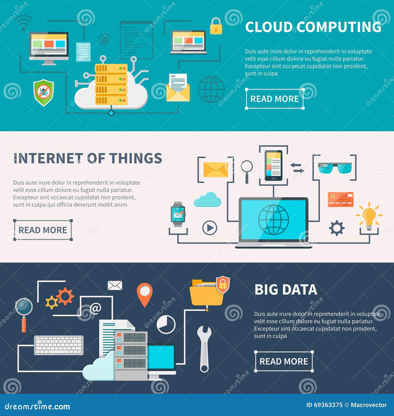 Information Technologies Horizontal Banners Set Stock Vector ...