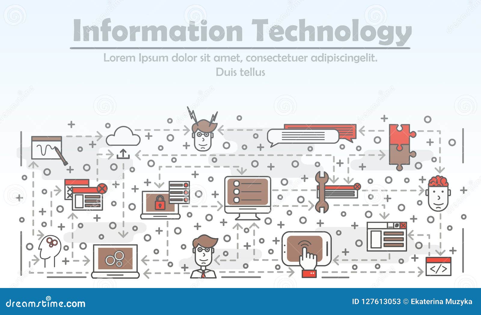 Vector Thin Line Art it Poster Banner Template Stock Vector ...