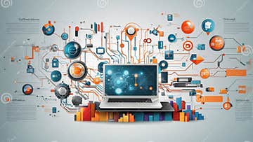 Information Technology Background Infographics Stock Illustration ...